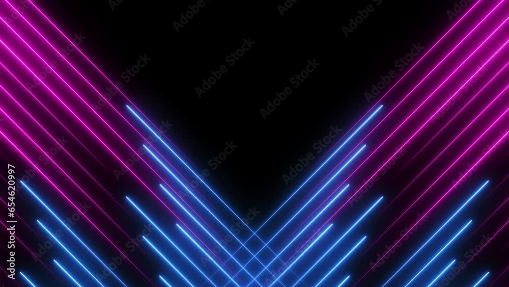 Neon light abstract motion background with blue and pink laser lines ...