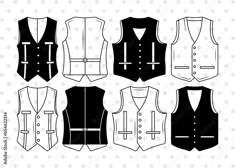 Vest Suit Svg, Suit Silhouette, Formal Vest Suit Svg, Suit Svg ...