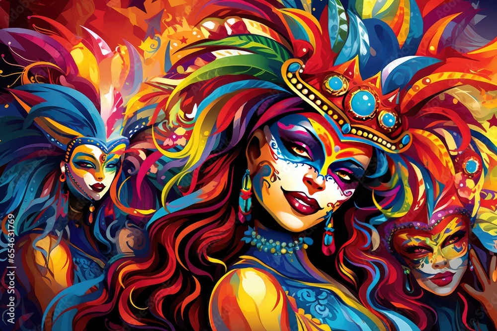 Carnival Vibrant and colorful spirit of carnival celebrations,Generated ...