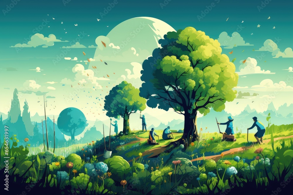 Earth Day Visuals highlighting environmental conservation, planting ...