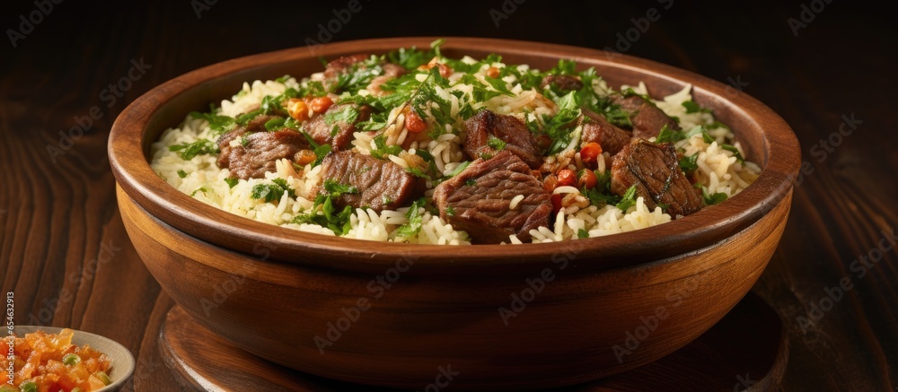 Popular Indian non vegetarian food Dum Handi Mutton Biryani is ...
