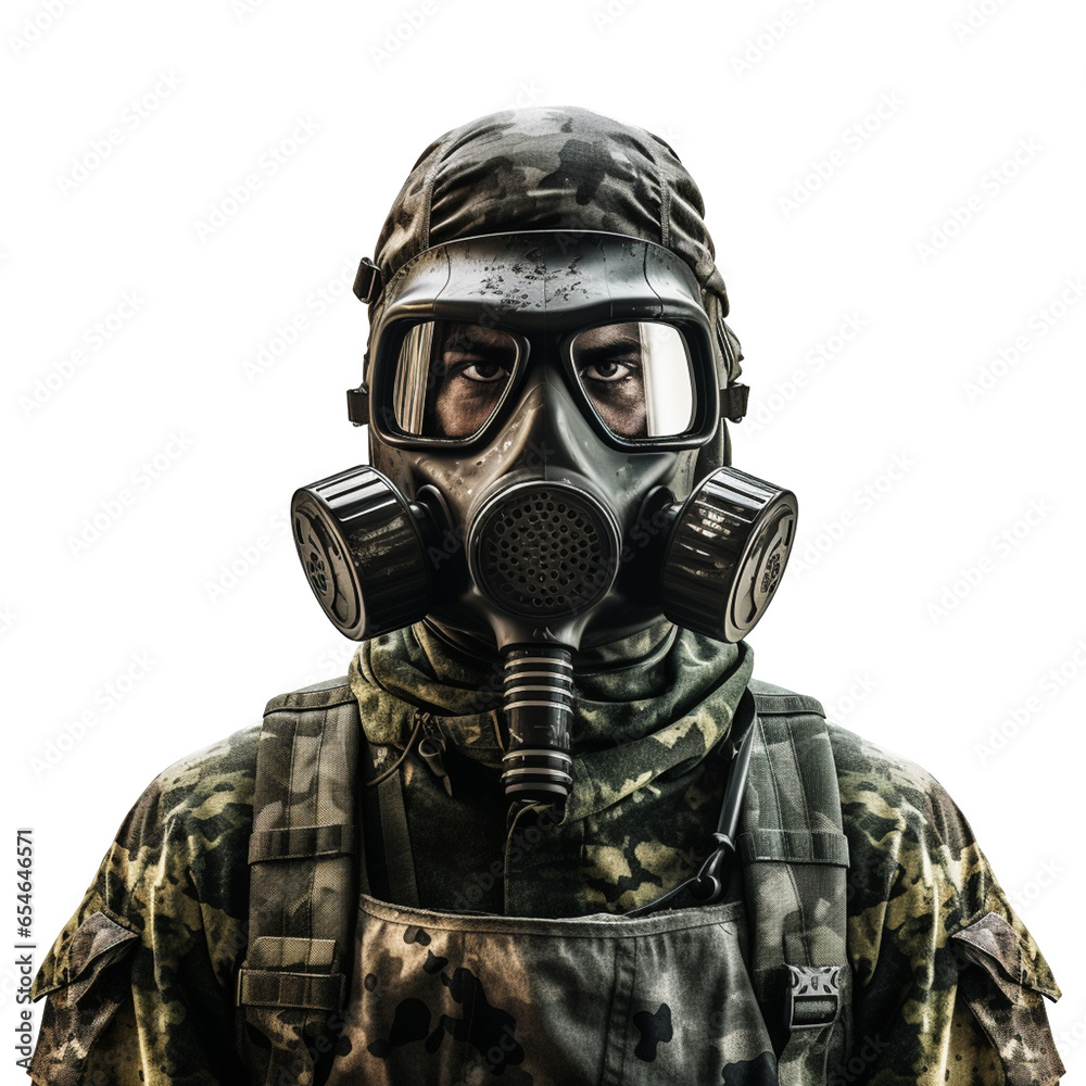 Soldier wearing gas mask on transparent background PNG Stock ...