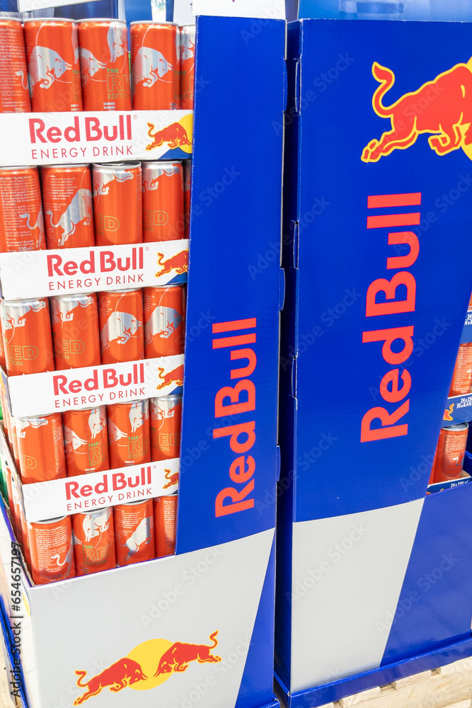 Red Bull display supermarket advertising can in store market RedBull ...