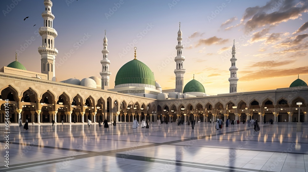 Nabawi Masjid, a mosque in Al Madinah, Saudi Arabia Stock Photo | Adobe ...