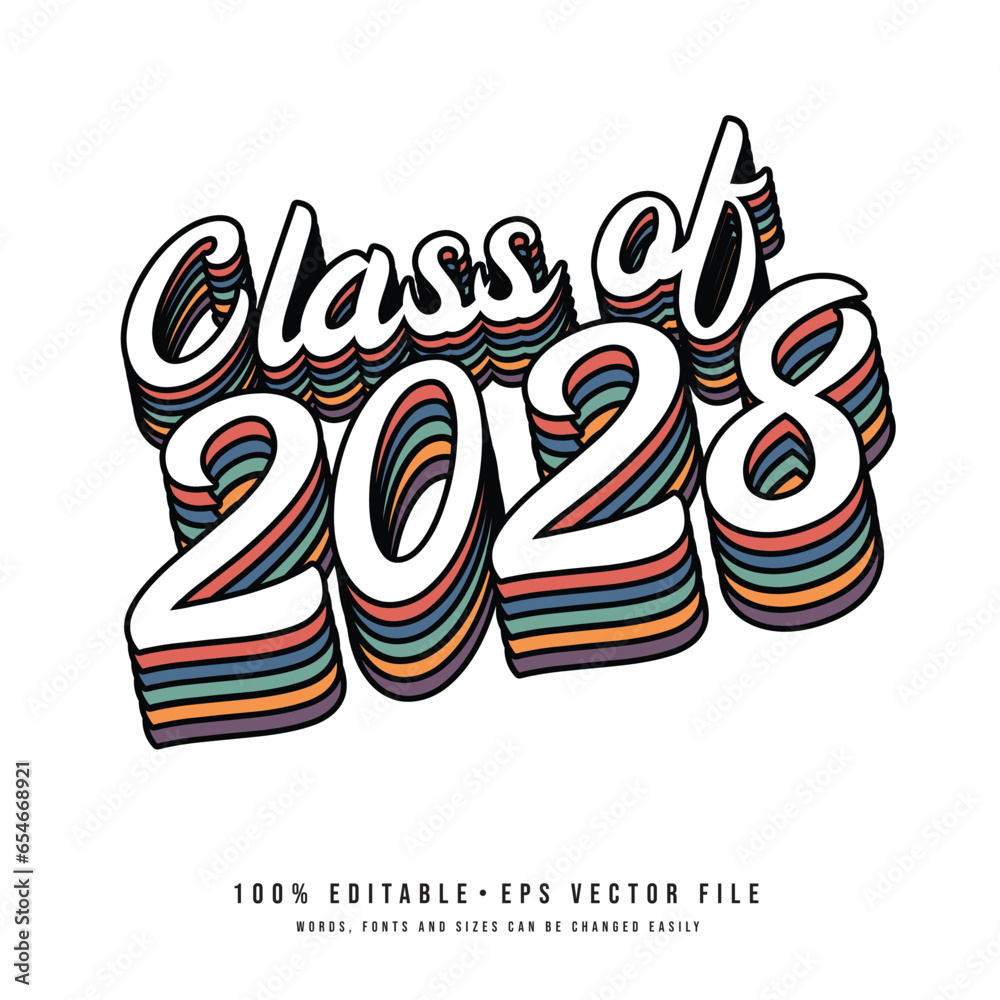 Class of 2028 typography design vector. Text for design, congratulation event, T-shirt, party ...