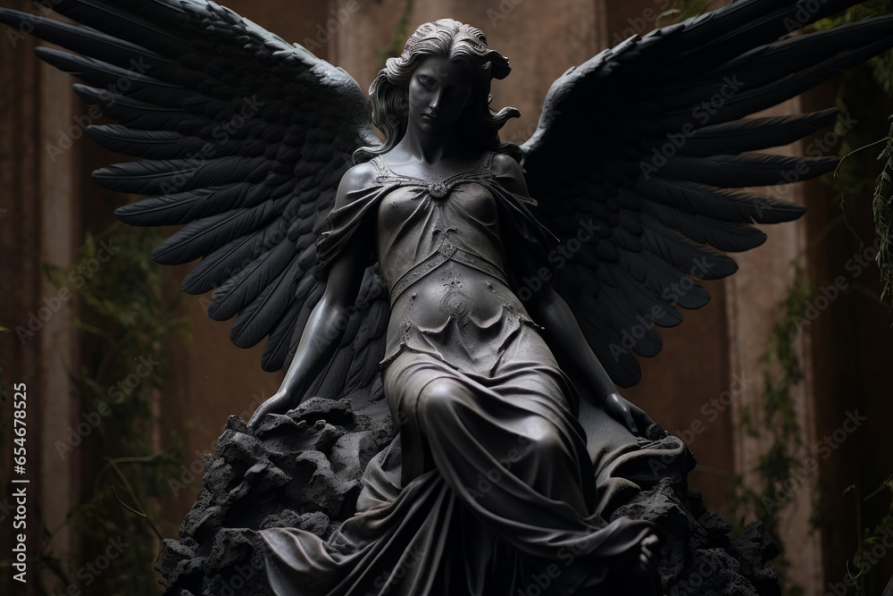 Fallen Angel. statue of angel. digital ai art, Generative AI Stock ...