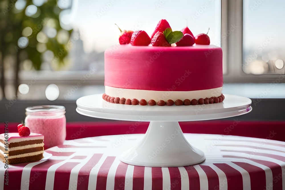 A Culinary Masterpiece Featuring a Cake Bedecked with Exquisite Roses ...