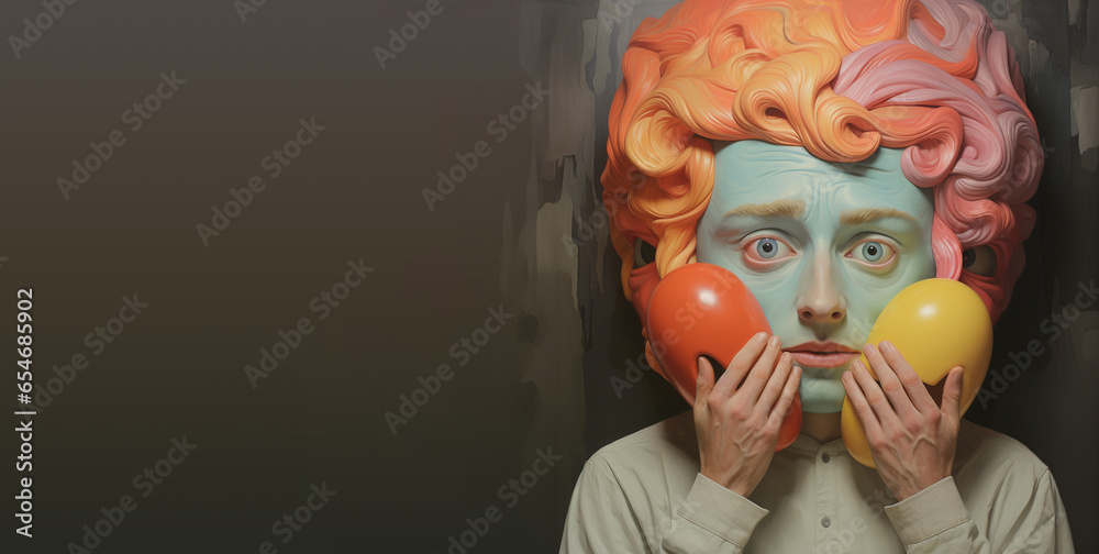 Teenager with a face mask, identity disorder, borderline and ...