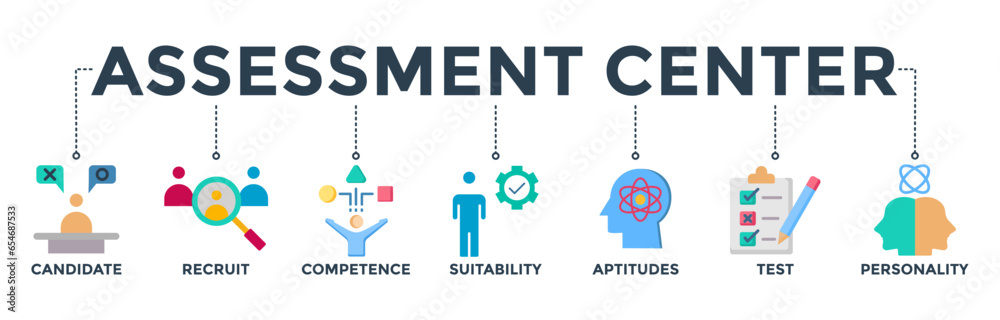 Assessment center banner web icon vector illustration concept for ...