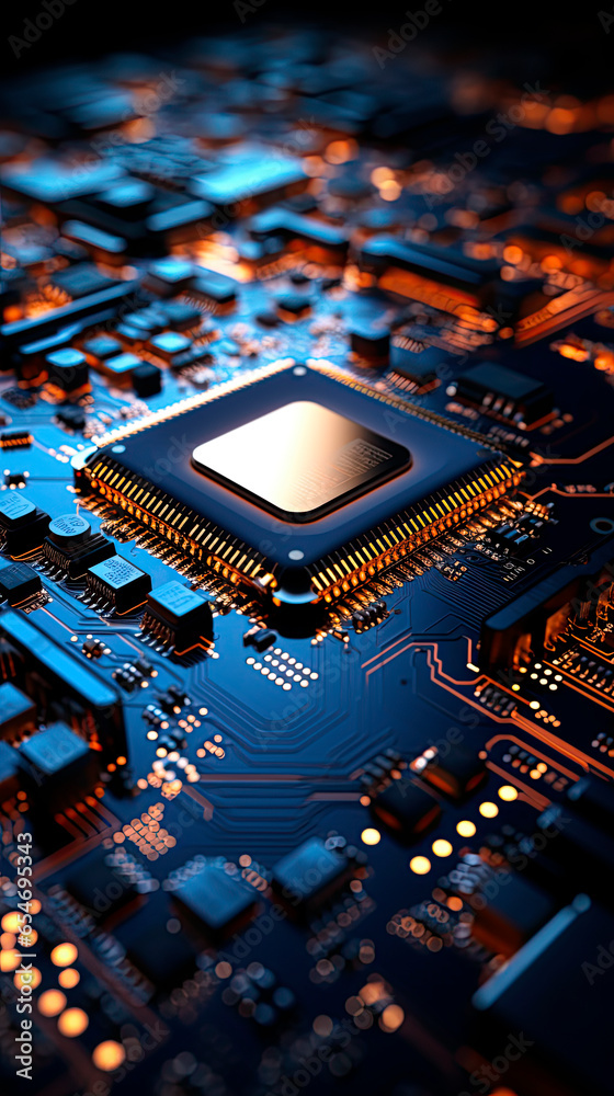 Central Processor On Circuit Board Orchestrates Intricate Electronic Pathways And
