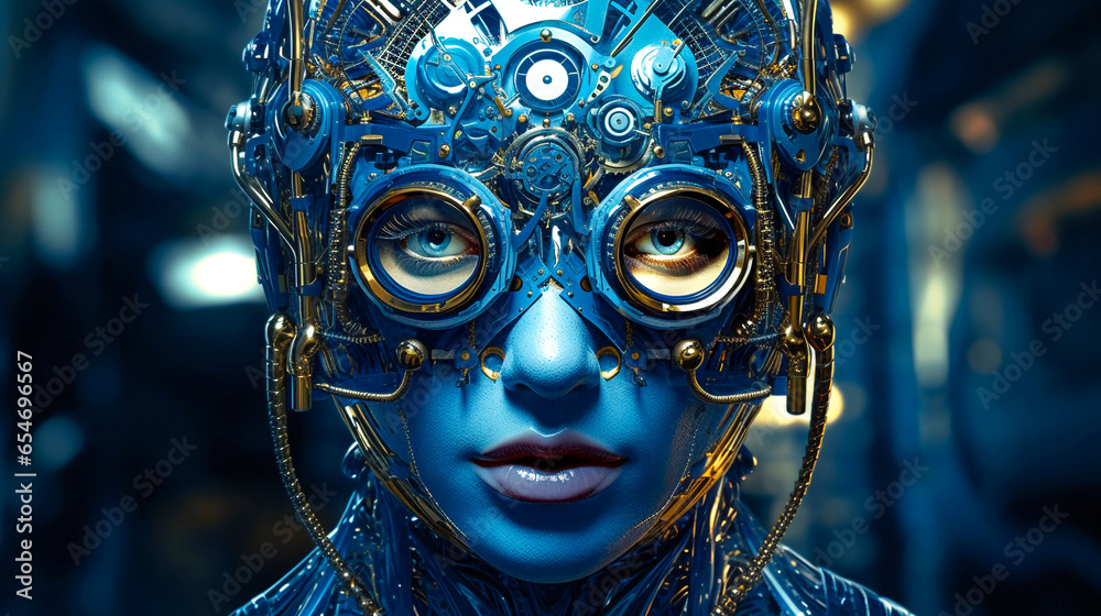 Mechanized Marvel: Female Robotic Hybrid, Cyborg of the Futuristic ...