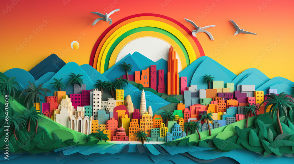 Colorful Rio de Janeiro Brazil with its iconic Christ the Redeemer ...