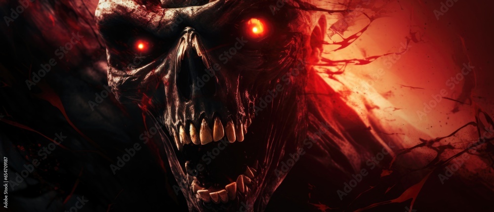 Raging mutated zombie monster nightmare, extreme horror with devouring ...