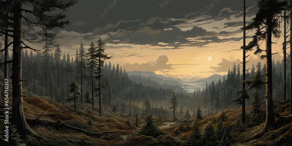 AI Generated. AI Generative. Pine forest outdoor nature landscape ...