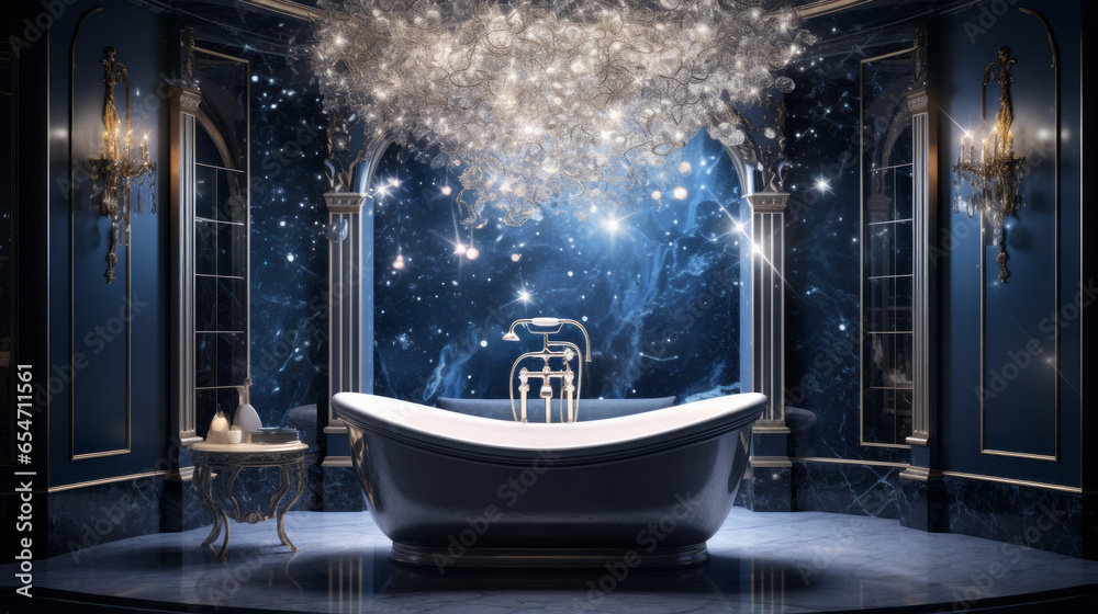 A celestial bathroom with walls that change color to mimic the phases ...