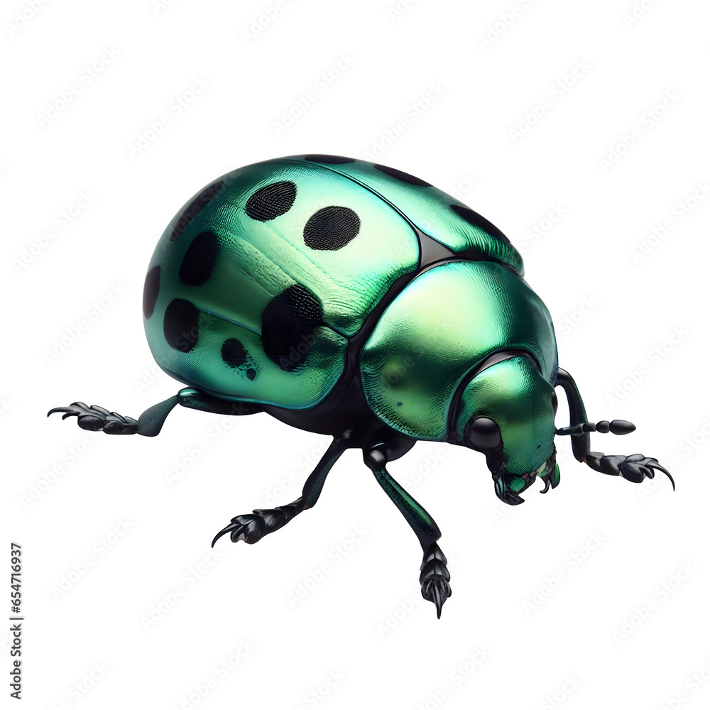 Isolated Shiny Green Beetle with Black Spots PNG, Transparent ...