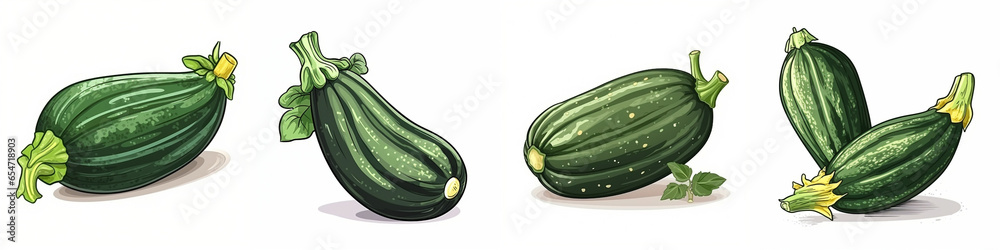 Set of cartoon zucchini illustration, isolated on white background ...