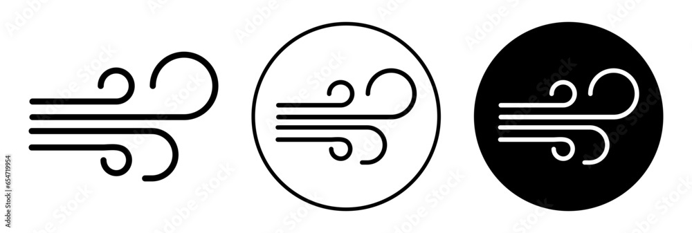 Wind icon. Heavy wind flowing climate or weather symbol set. Windy ...