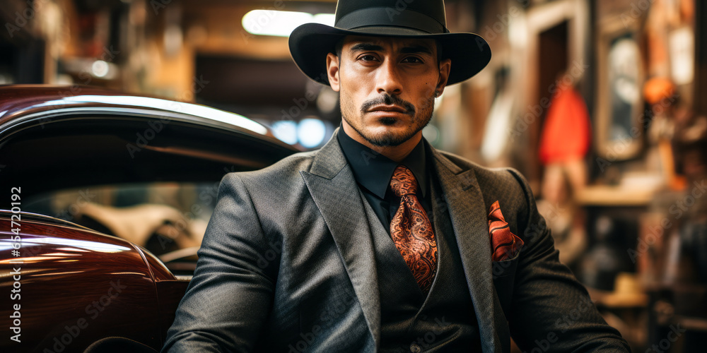 Contemporary Outlaw: A Mexican Gangster's Stylized Portrait Stock Photo ...
