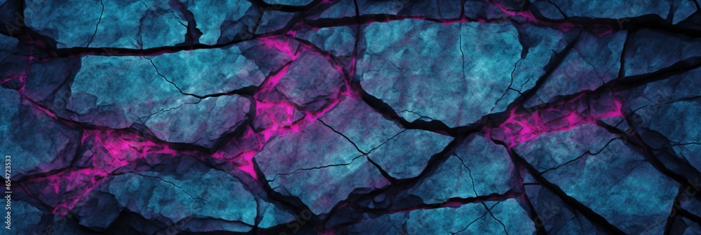 Neon Cracked Rock Symphony: In this textured background, the interplay ...