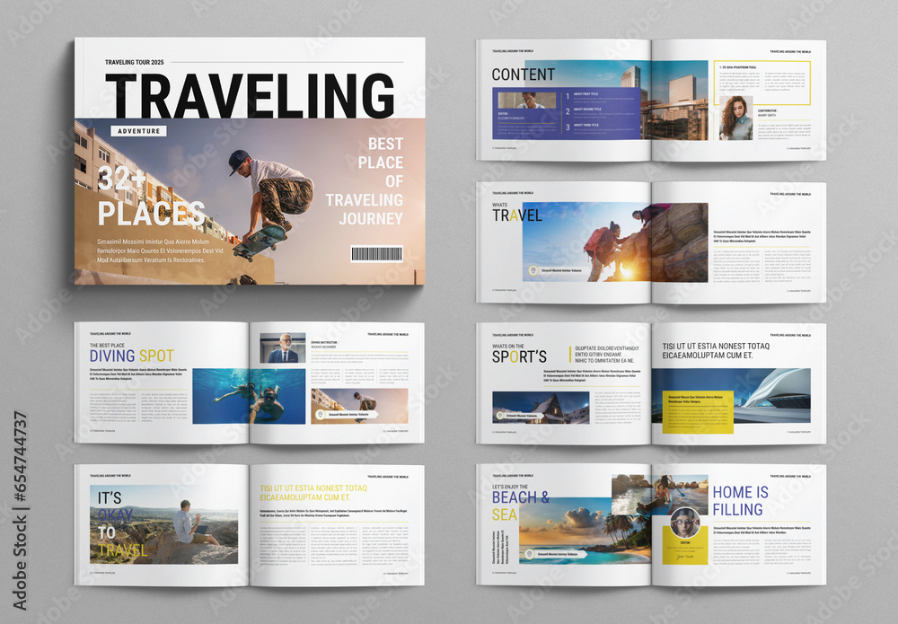 Travel Magazine Template Landscape Stock Template | Adobe Stock