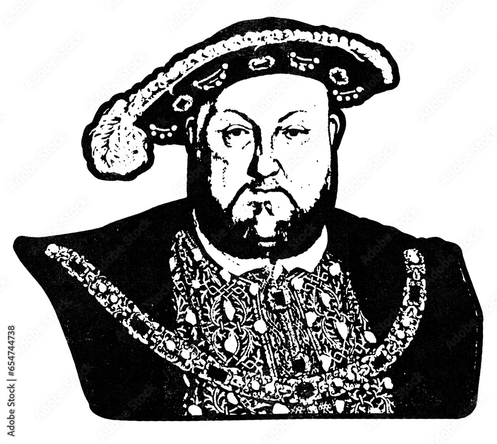 Portrait of King Henry VIII as retro stencil illustration with ...