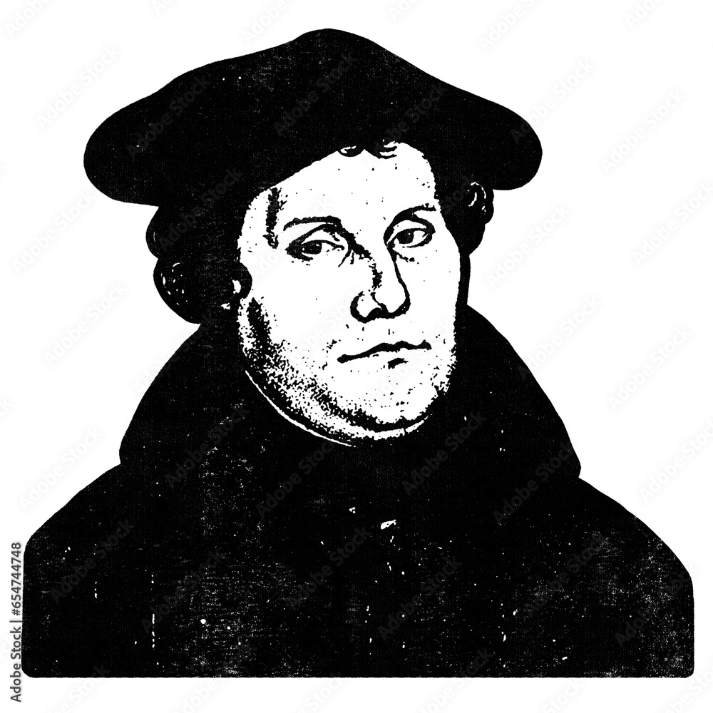 Portrait of Martin Luther as retro stencil illustration with distressed ...