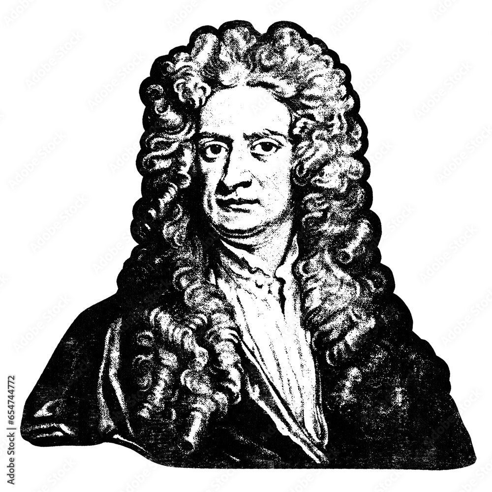 Portrait of Sir Isaac Newton as retro stencil illustration with ...