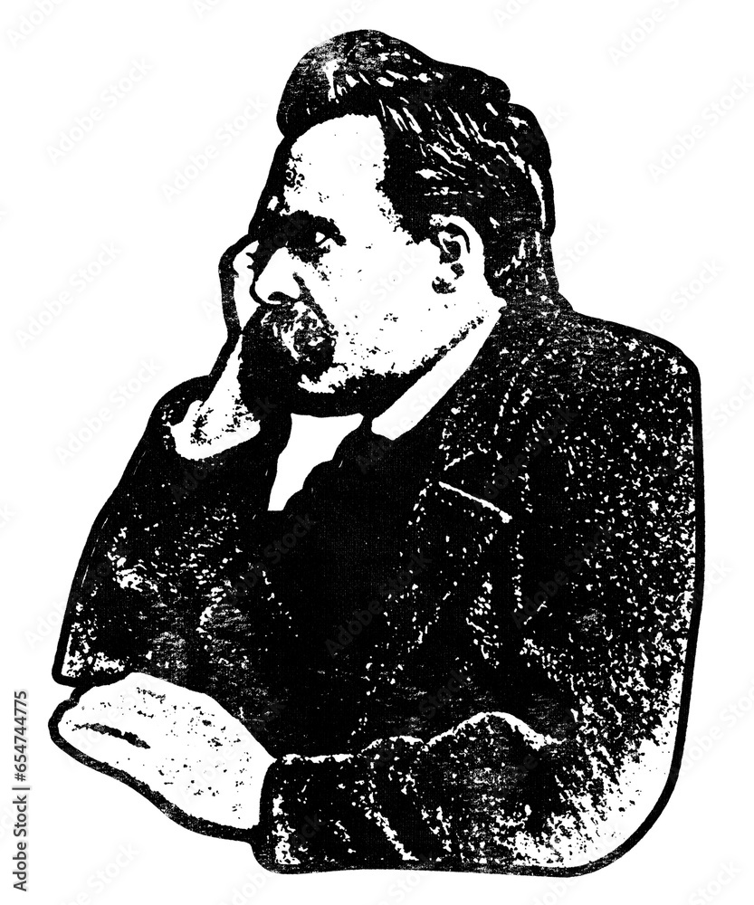 Portrait of philosopher Friedrich Nietzsche as retro stencil ...