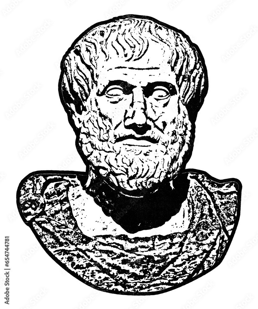 Poster Bust portrait of Ancient Greek philosopher Aristotle as retro ...