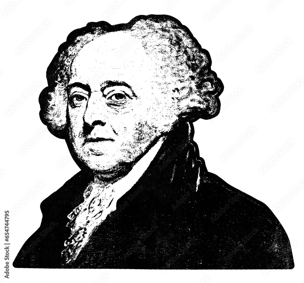 Portrait of American Founding Father John Adams as retro stencil ...
