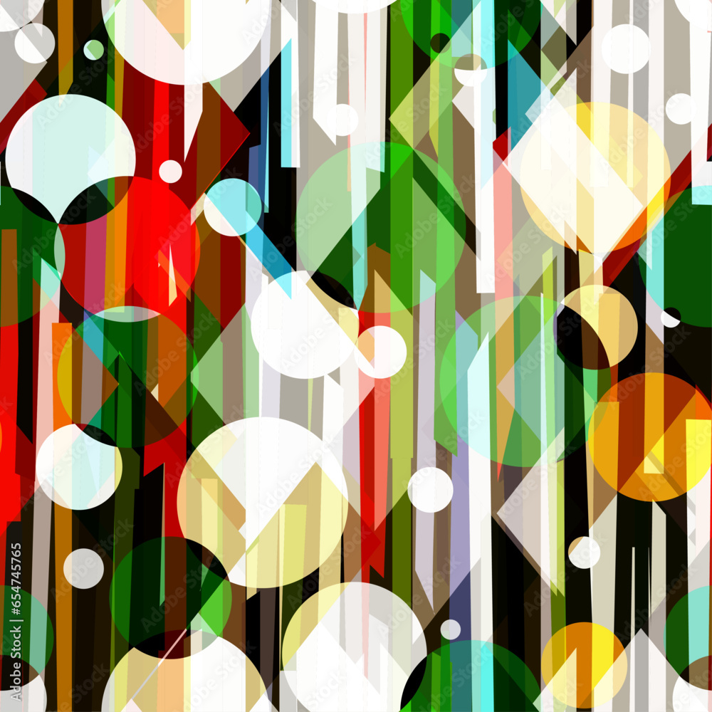 Abstract seamless pattern with bright elements of lines, spots for your ...