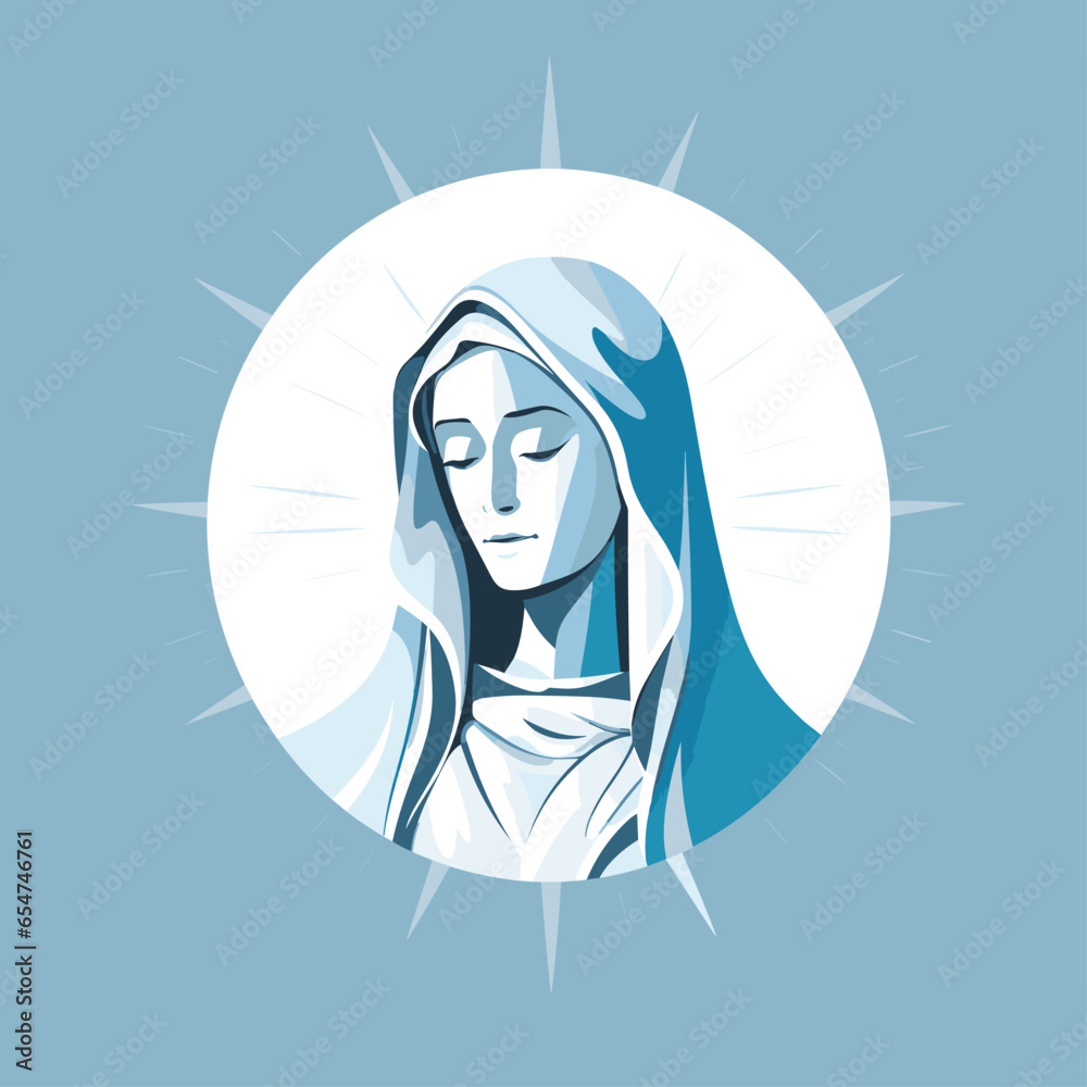 vector illustration of Our Lady Virgin Mary Mother of Jesus, Holy Mary ...