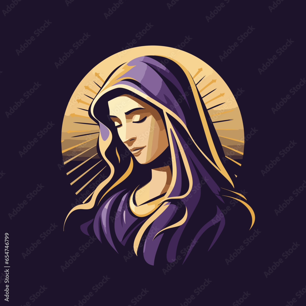 vector illustration of Our Lady Virgin Mary Mother of Jesus, Holy Mary ...