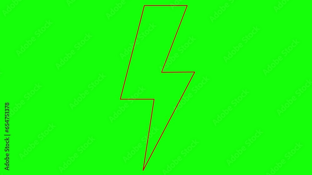 Animated linear red symbol of lightning. Line energy icon of power ...