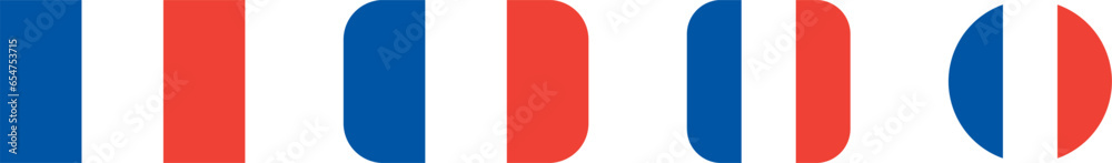 France Flag Set with Rectangle and Square with Rounded Corners and ...