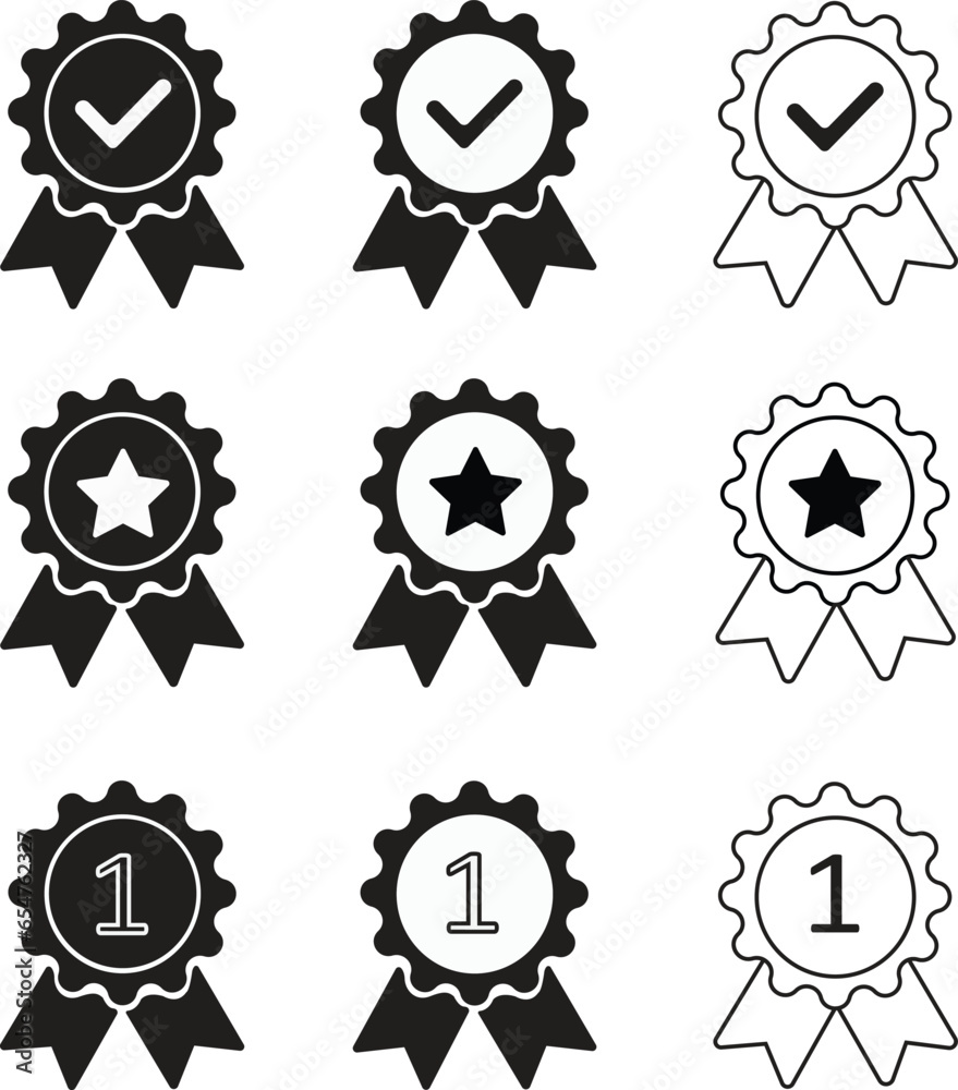 set of flat guarantee or medal icons. concept of minimal consumer ...