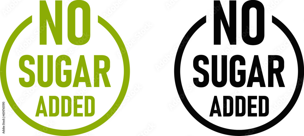No Sugar Added Sugar-Free Round Info Label Stamp Icon Set. Vector Image ...