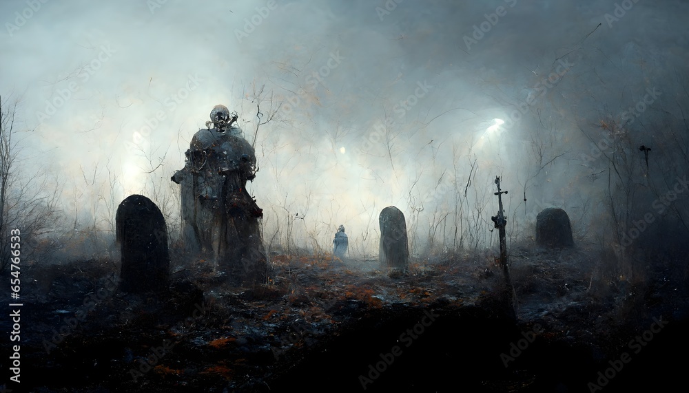 giant zombie warrior wearing platemail armour decayed walking in ...