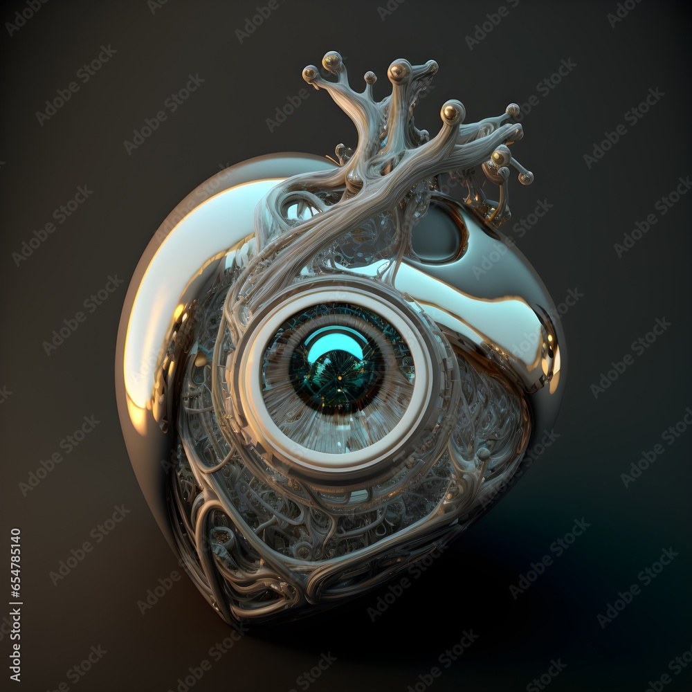 spherical inverted Klein bottle opened man eye grey color macro ...