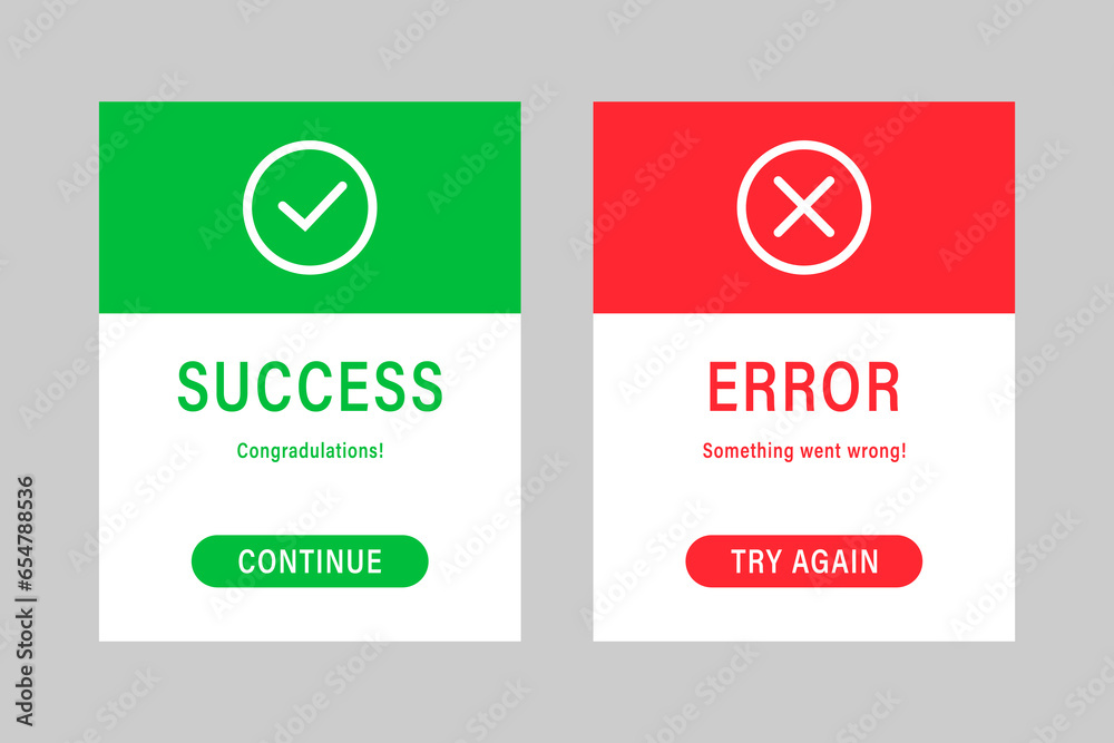 Vecteur Stock Success or error message windows or pop ups. Success ...
