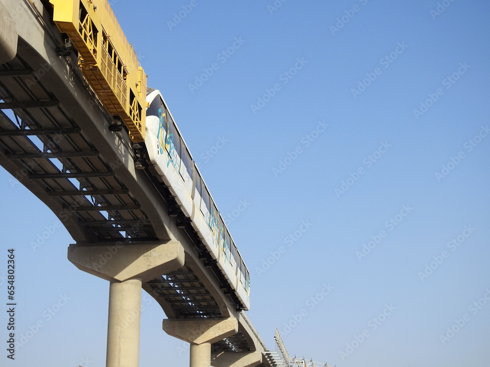 Cairo, Egypt, September 29 2023: installation of Egypt monorail vehicle ...