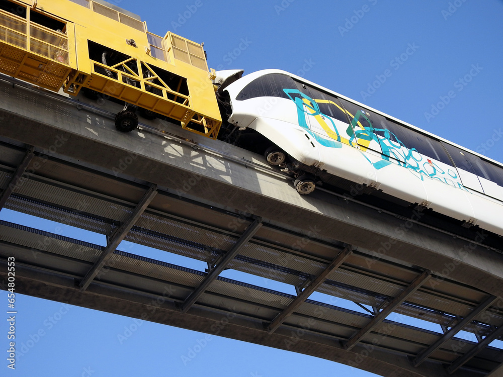 Cairo, Egypt, September 29 2023: installation of Egypt monorail vehicle ...