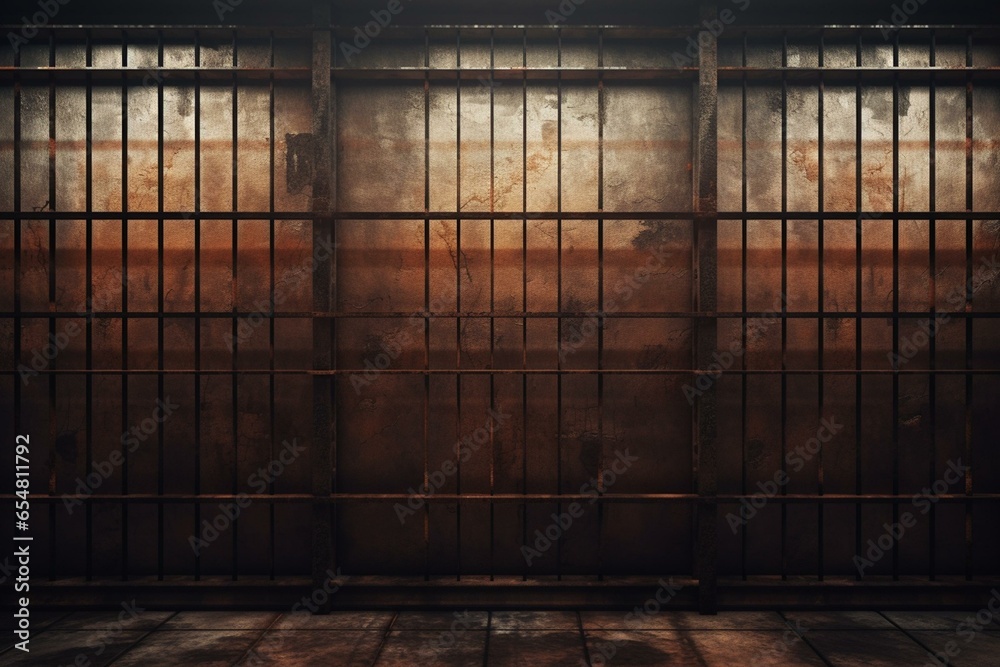 Rusty jail bars, iron interior, old brown cells, detailed metal lattice ...
