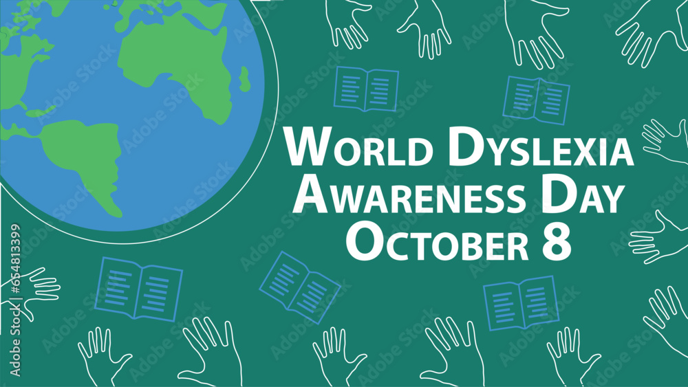 World Dyslexia Day vector banner design with geometric shapes and ...