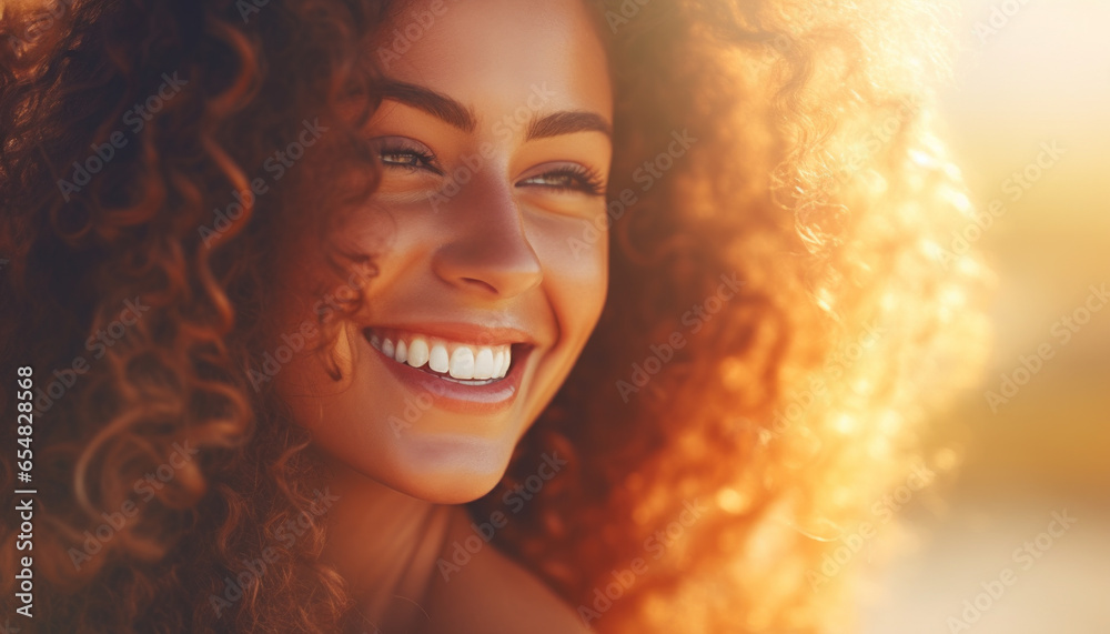 Natural portrait of a young hispanic woman, beautiful red hairs and ...