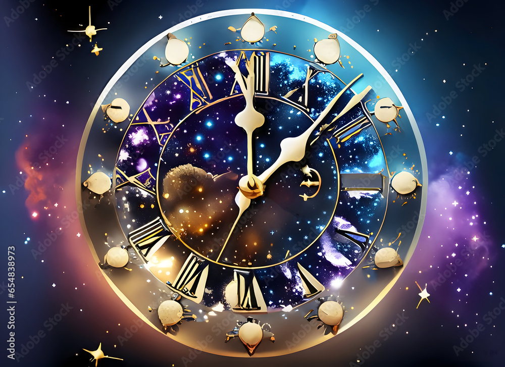 Beautiful a watch clock of galaxy of star and digital art, Generative ...