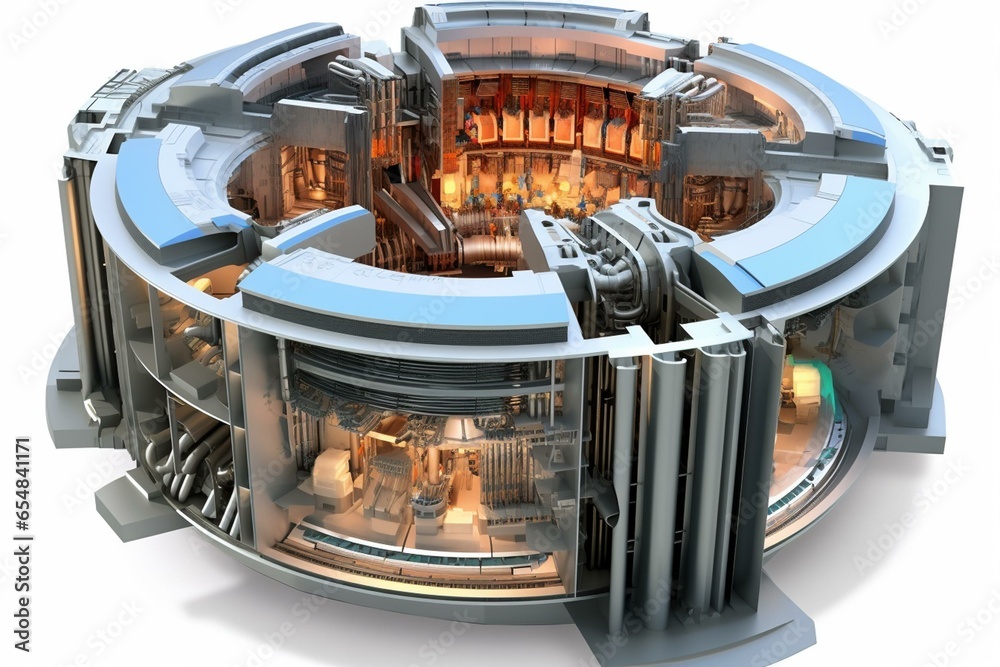 Cutaway rendering of fusion reactor on white background. Generative AI ...