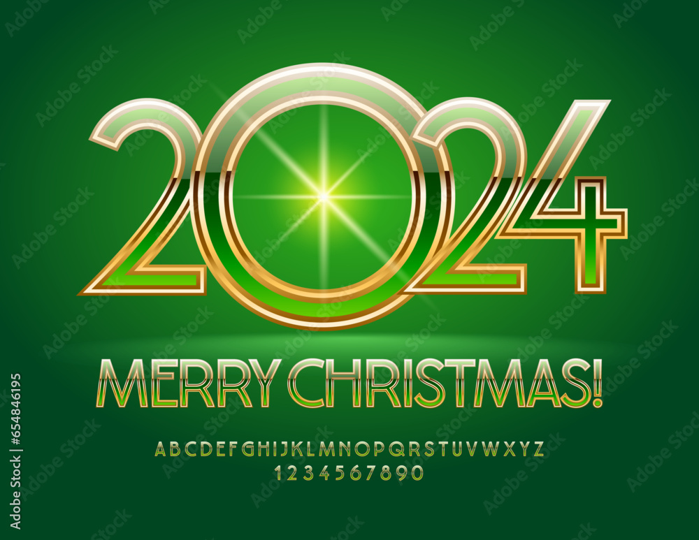 Vector elite Greeting Card Merry Christmas 2024! Stylish modern Font ...