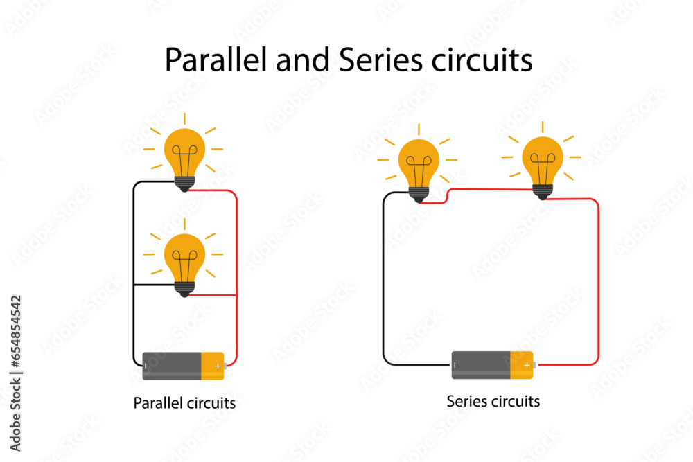 Parallel and Series circuits,Basic electric circuit with battery light ...